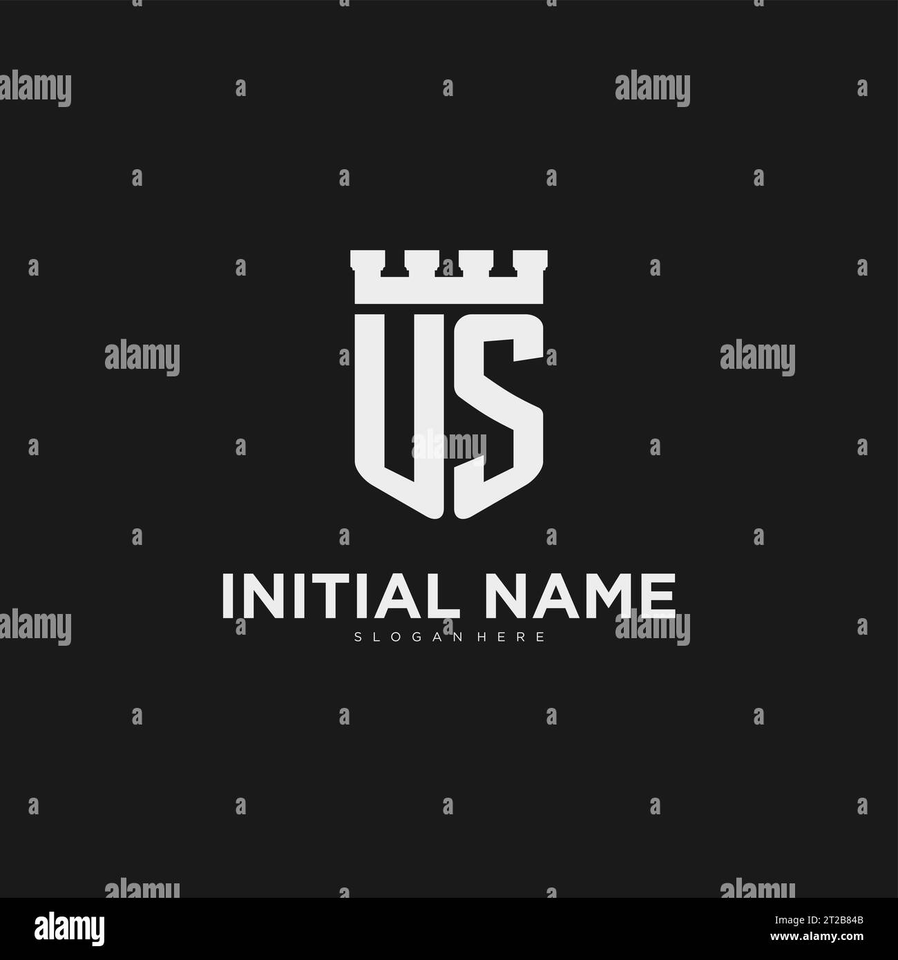 Initials US logo monogram with shield and fortress design vector graphic Stock Vector Image ...