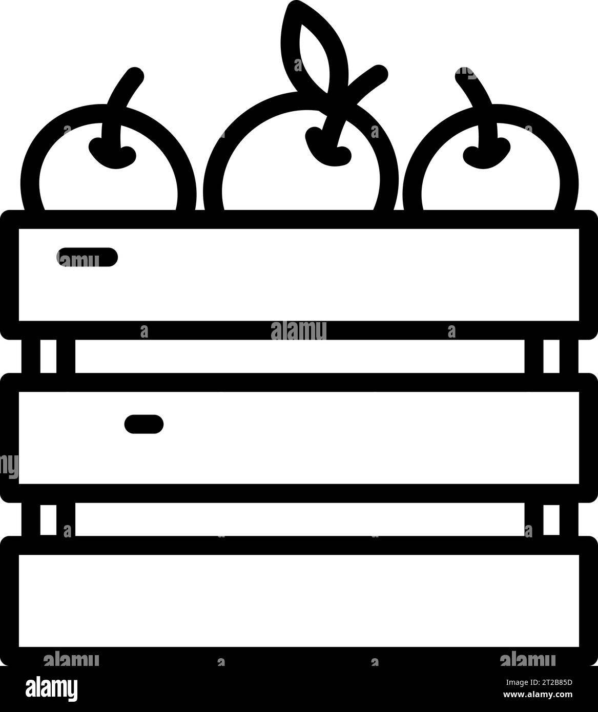 Apples in a box vector icon. Harvest vector sign in outline style. Can ...