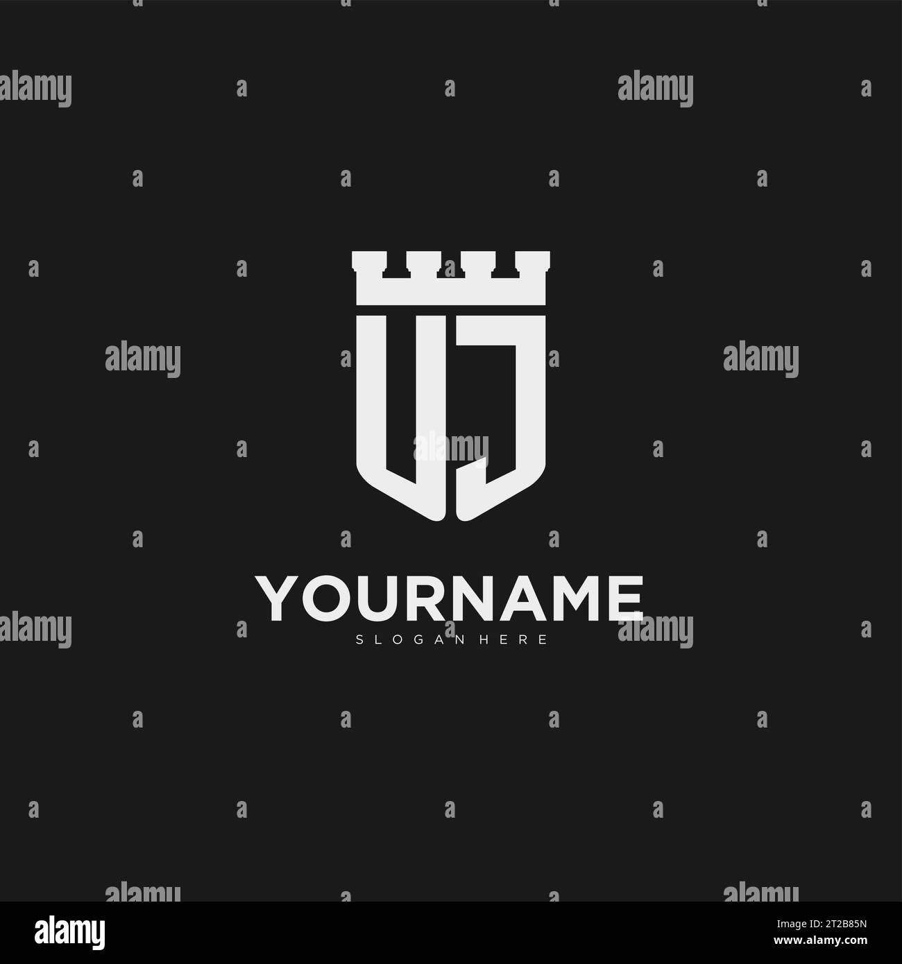 Initials UJ logo monogram with shield and fortress design vector graphic Stock Vector Image ...