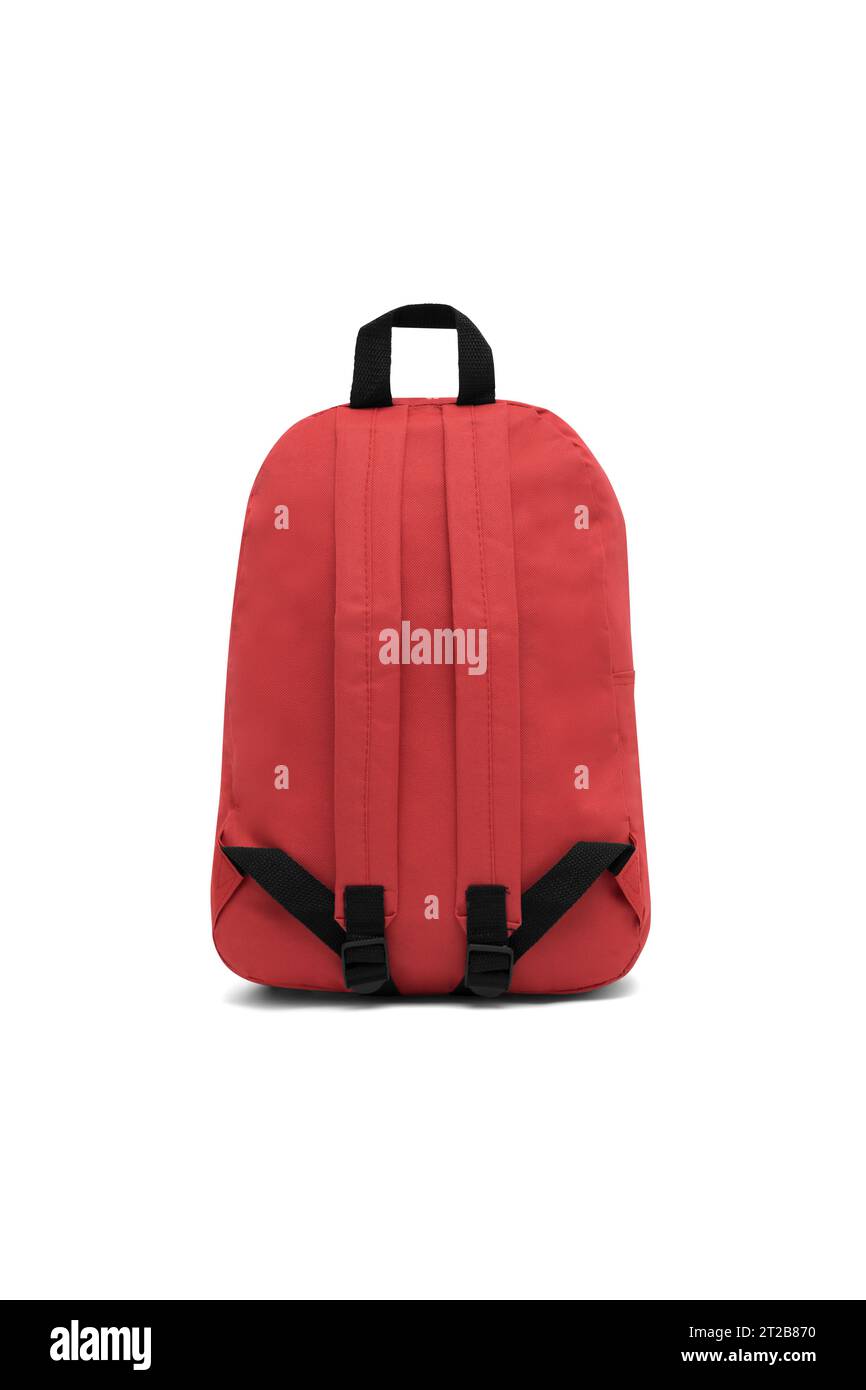 close up trendy fashionable school backpack pink color isolated on ...