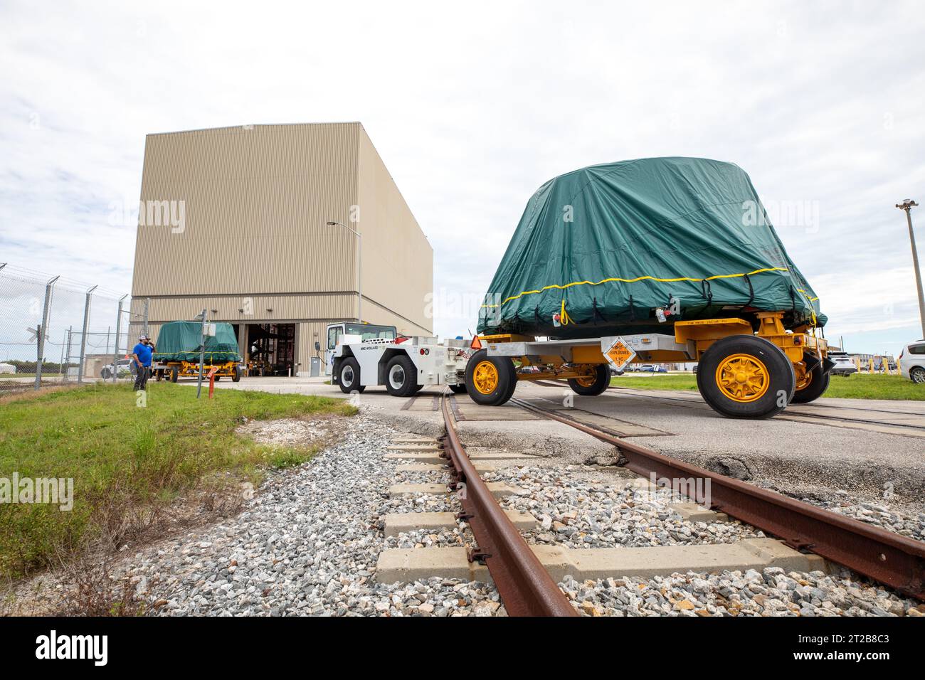 Artemis II Booster Aft Segment Transport from BFF to RPSF. One of two ...