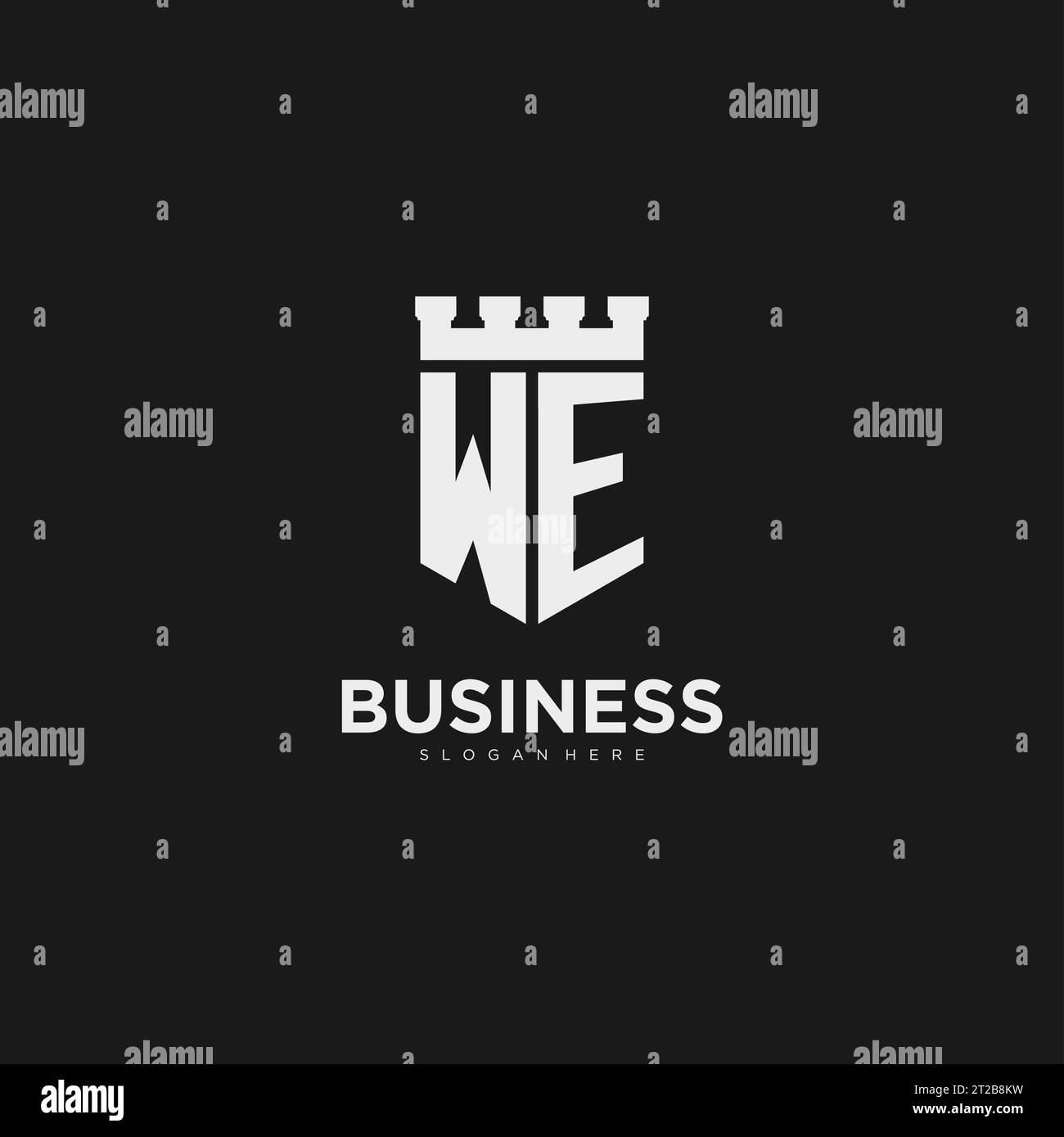 Initials WE logo monogram with shield and fortress design vector graphic Stock Vector Image ...