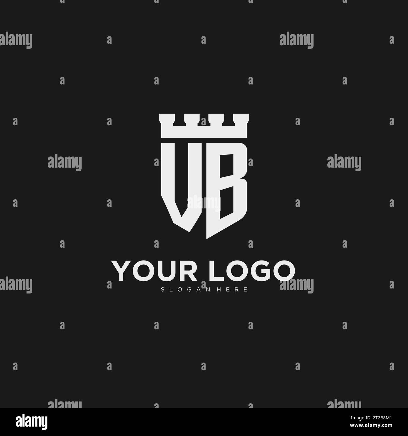 Initials VB logo monogram with shield and fortress design vector graphic Stock Vector Image ...
