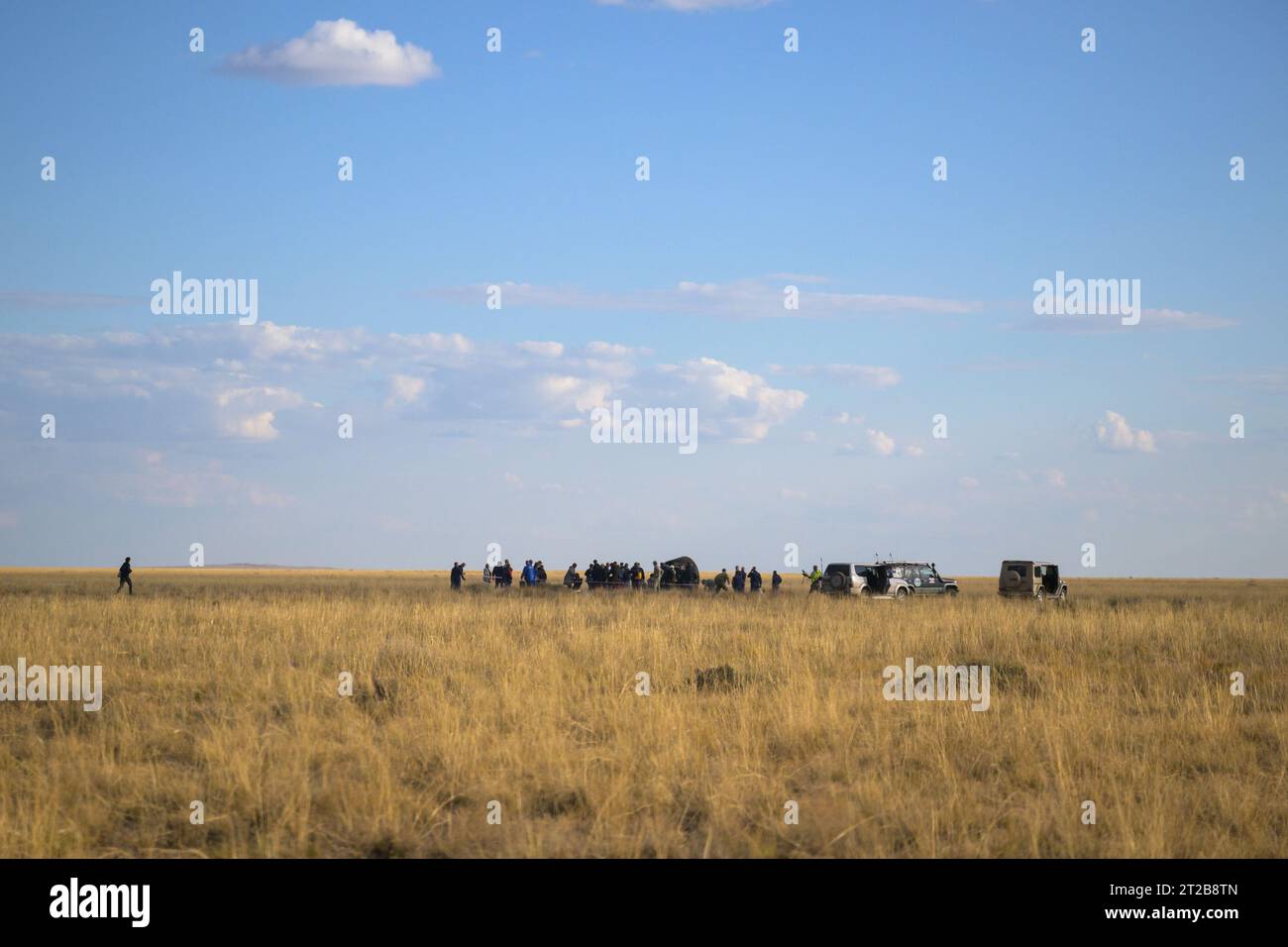 Expedition 69 Soyuz Landing. Russian Search and Rescue teams arrive at ...