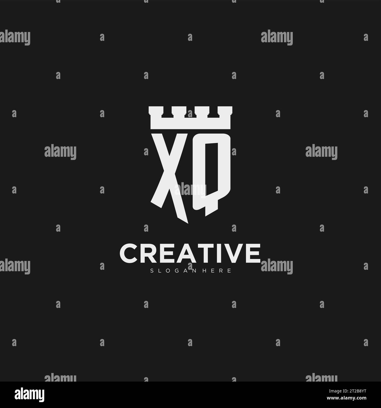 Initials XQ logo monogram with shield and fortress design vector ...