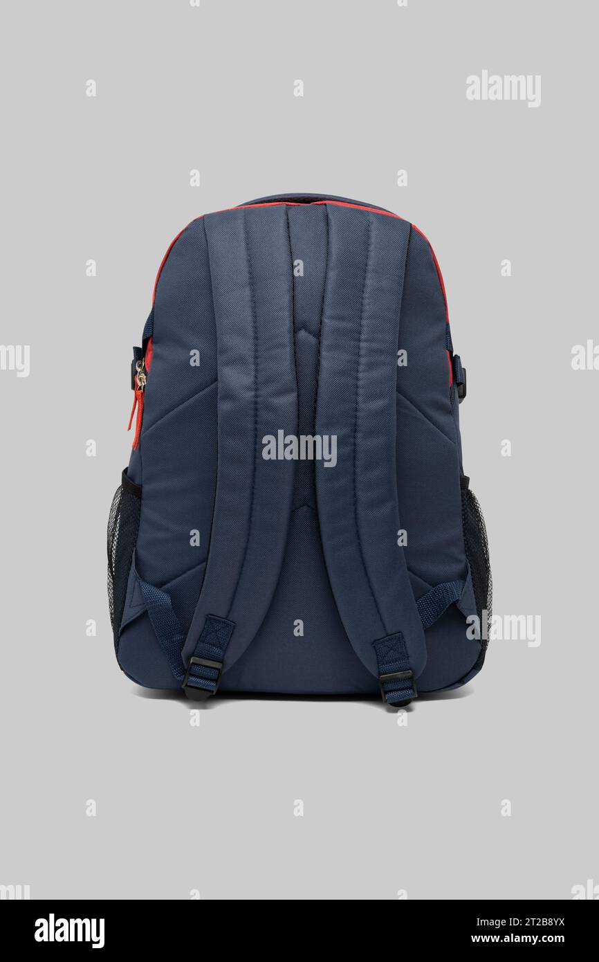 close up trendy fashionable school backpack red and white color ...