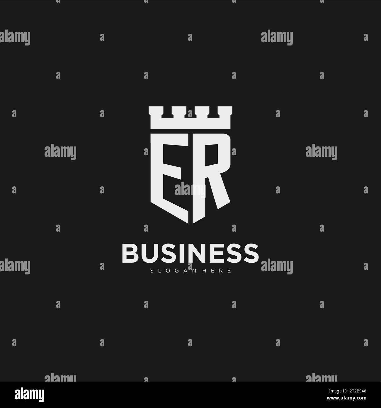 Initials ER logo monogram with shield and fortress design vector graphic Stock Vector Image ...