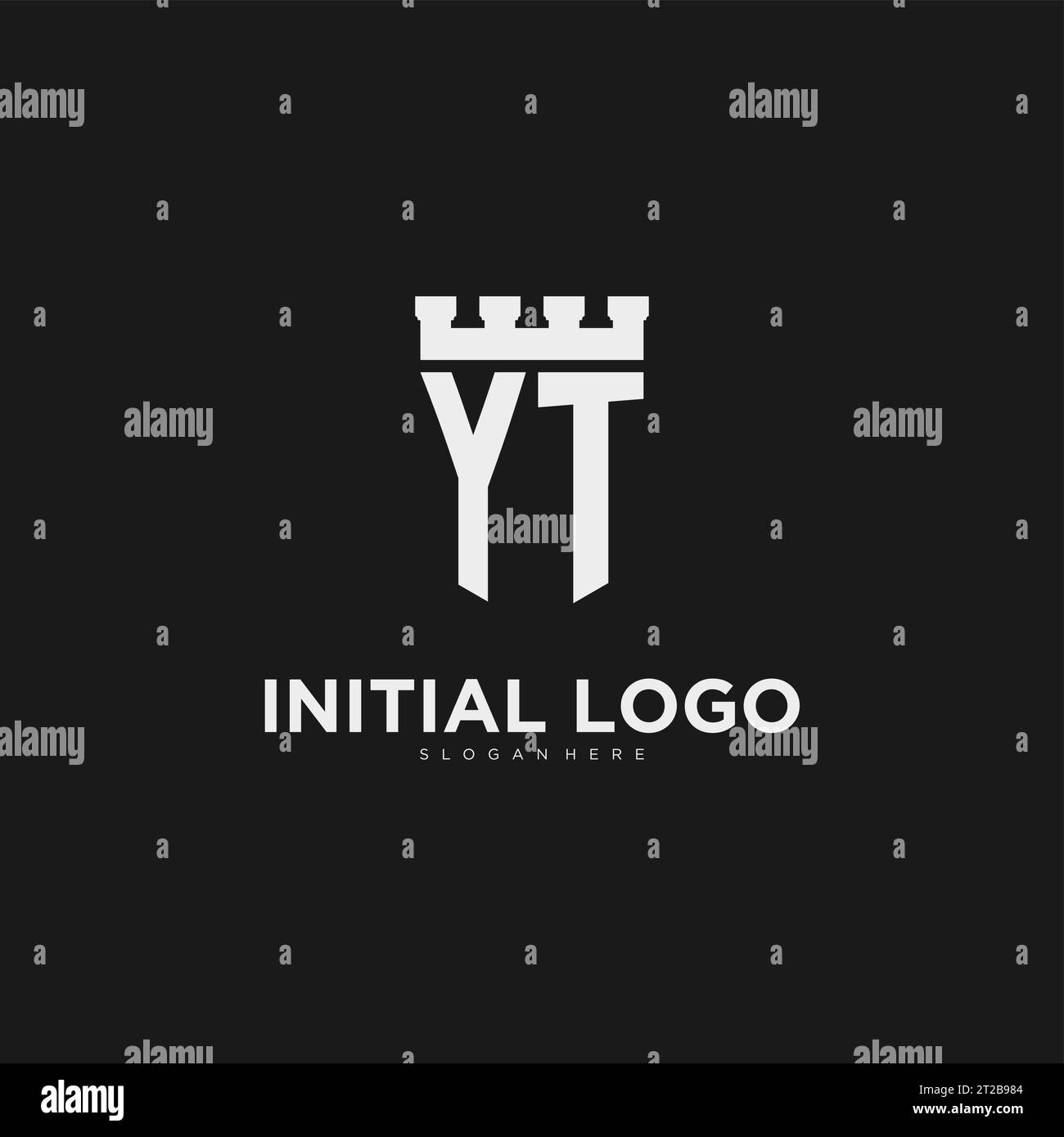 Initials YT logo monogram with shield and fortress design vector graphic Stock Vector Image ...