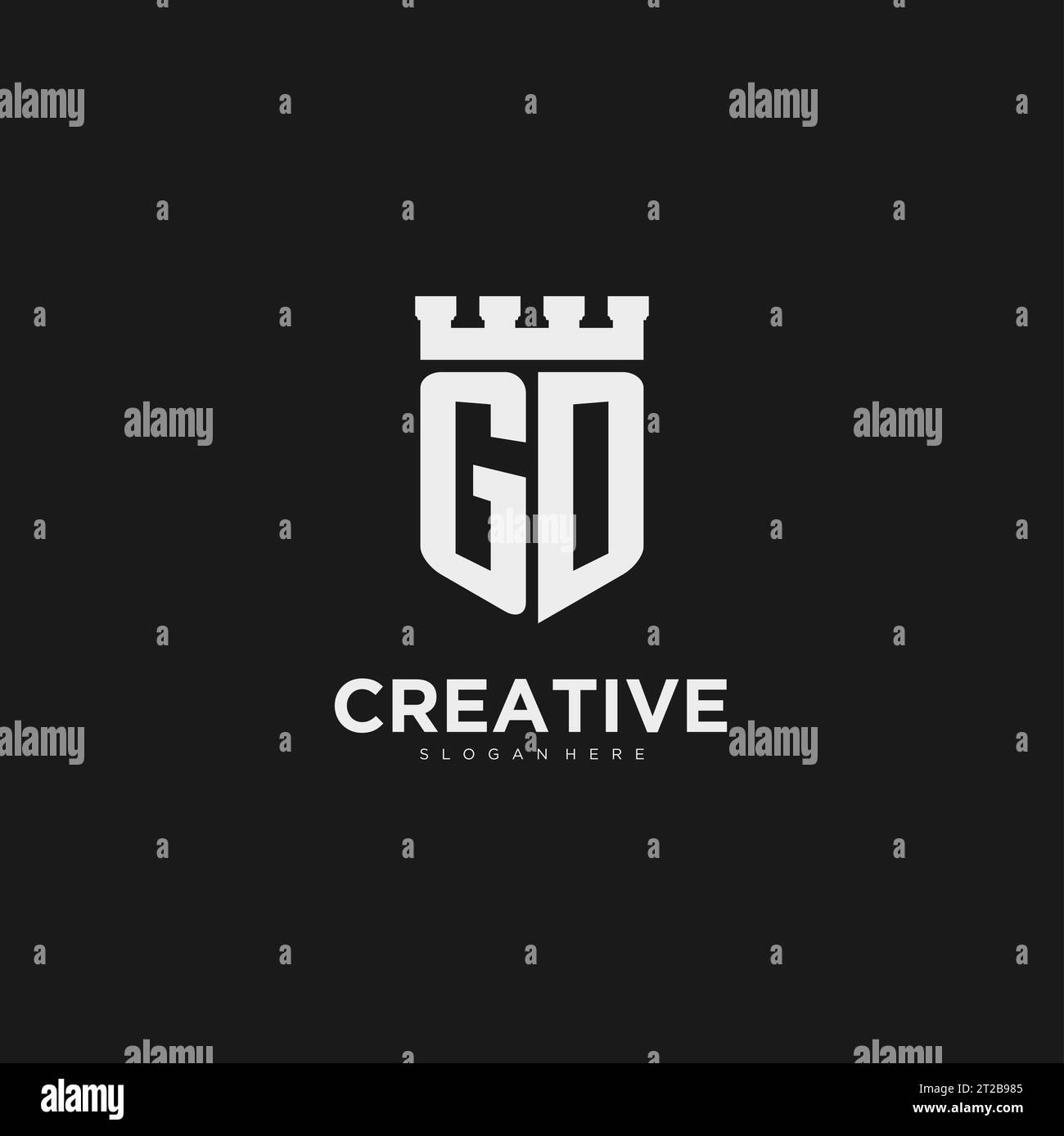 Initials GD logo monogram with shield and fortress design vector graphic Stock Vector Image ...