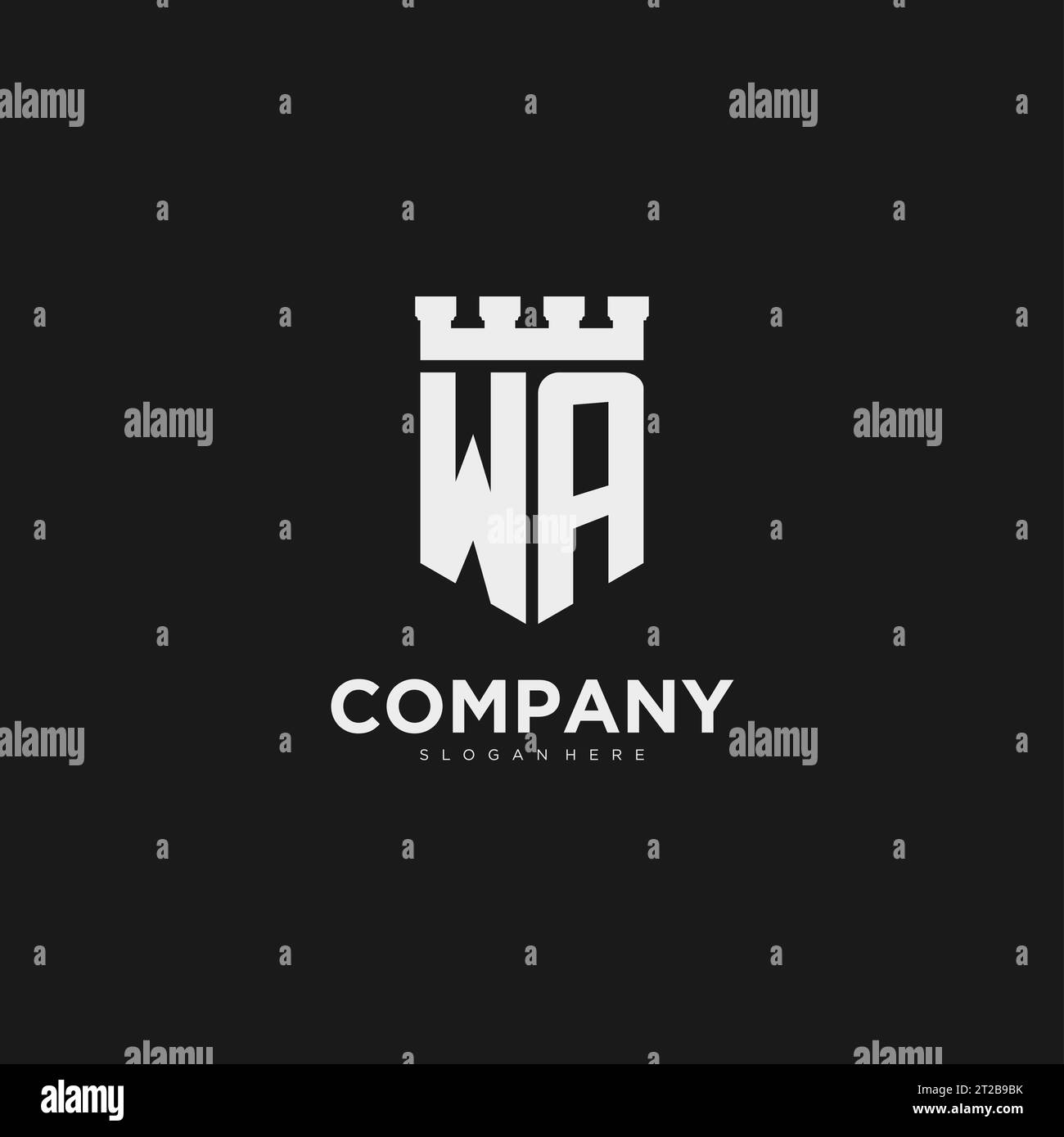 Initials WA logo monogram with shield and fortress design vector graphic Stock Vector Image ...