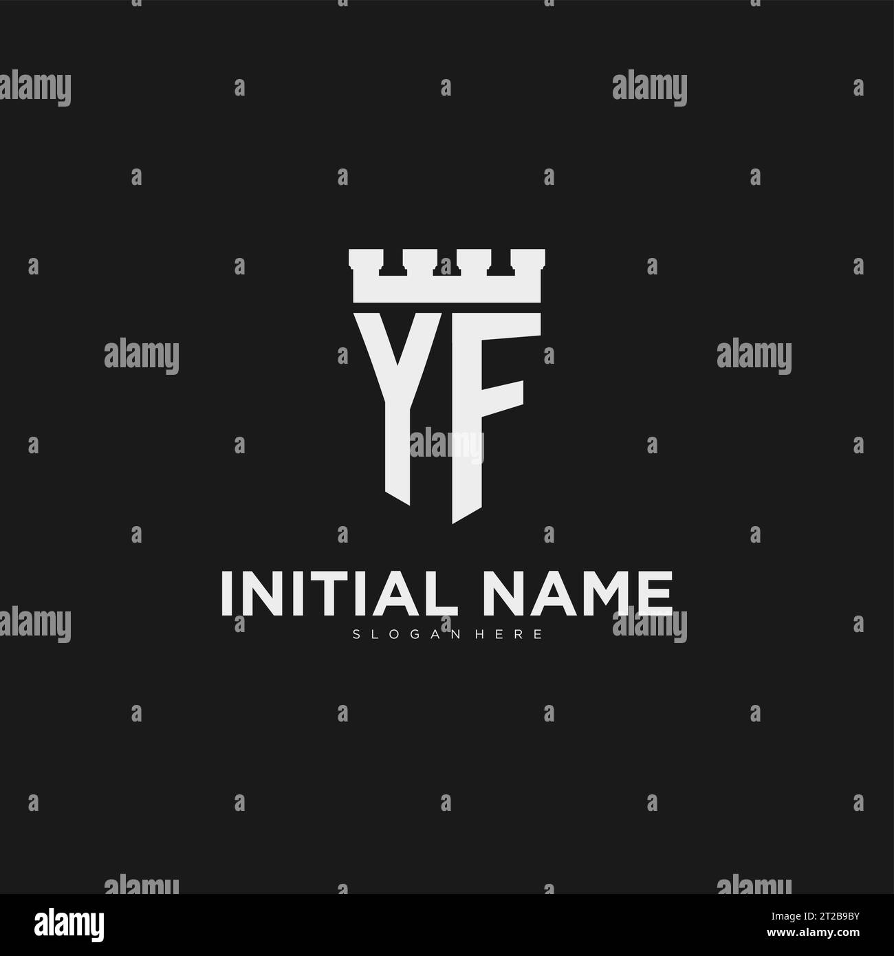 Initials YF logo monogram with shield and fortress design vector ...