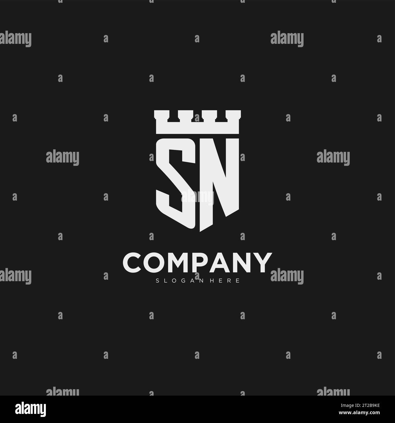 Initials SN logo monogram with shield and fortress design vector graphic Stock Vector Image ...
