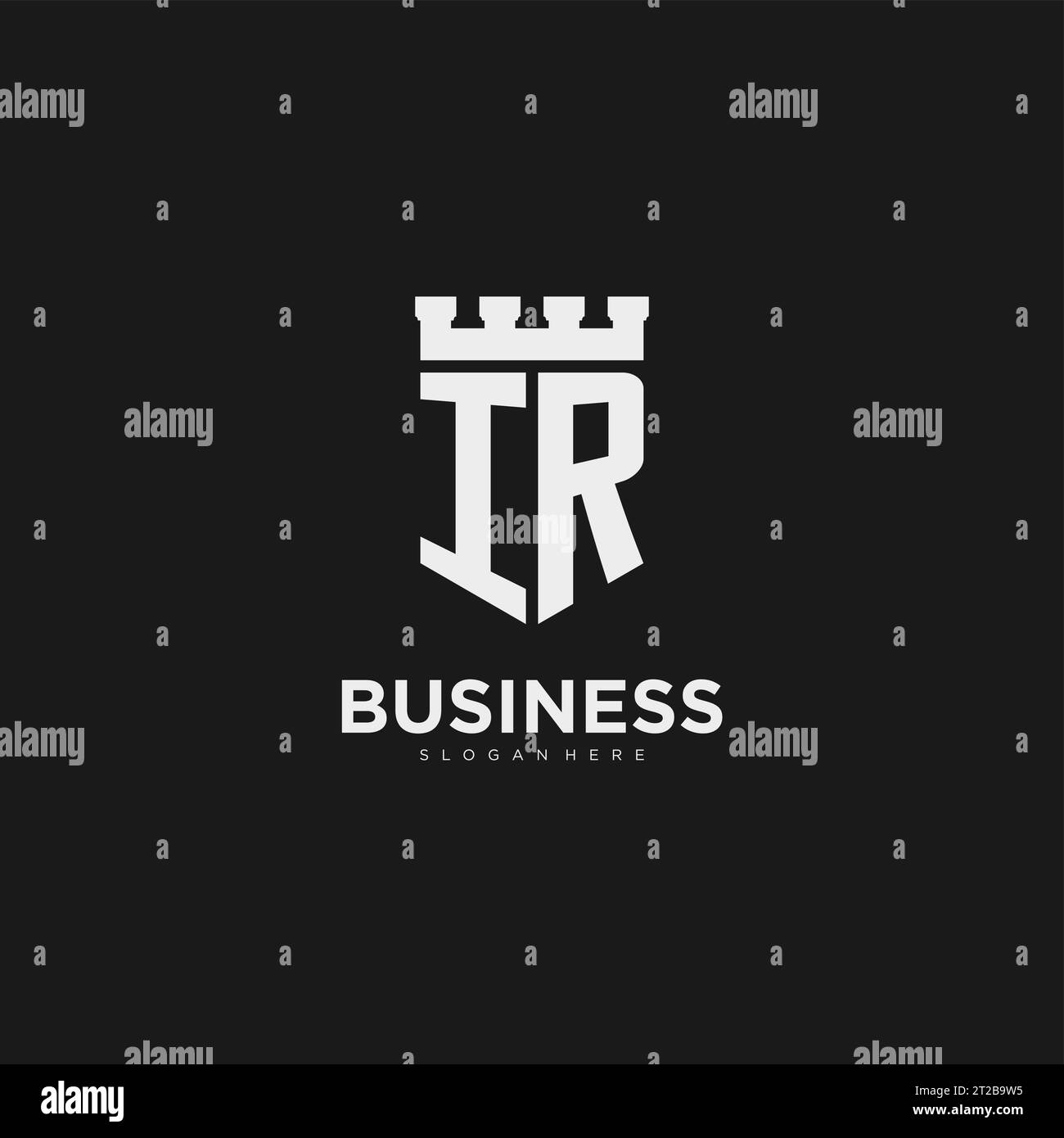 Initials IR logo monogram with shield and fortress design vector ...