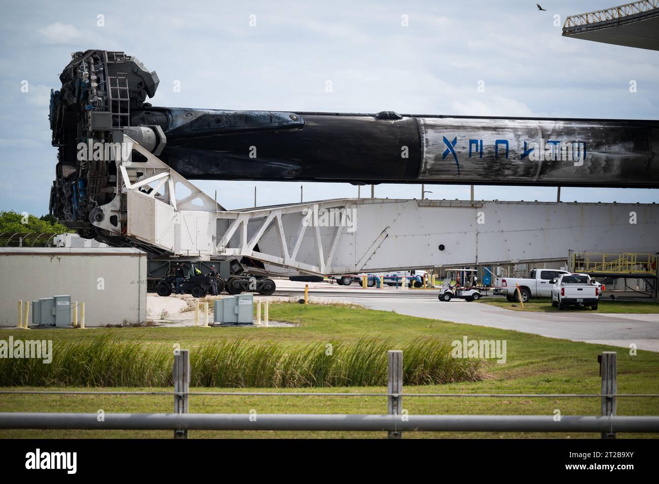 Psyche Rollout. A SpaceX Falcon Heavy rocket with the Psyche spacecraft ...