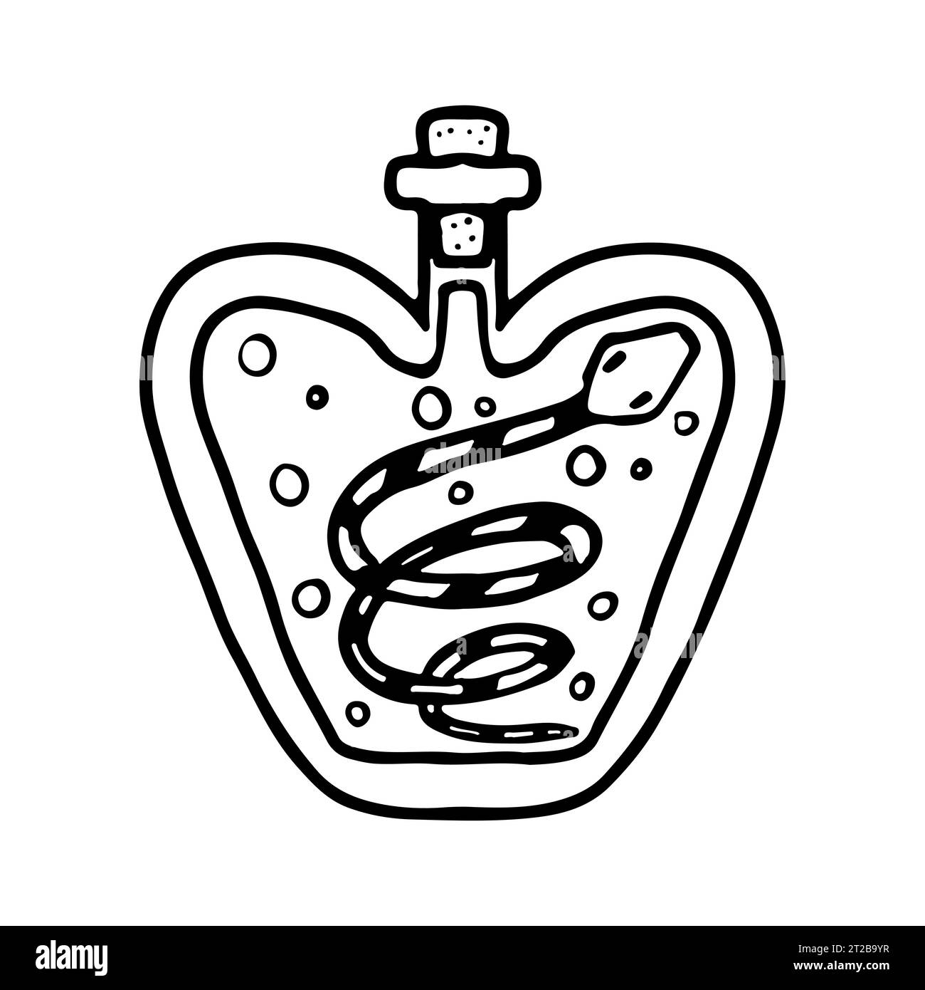 Magic potion with snake. Hand drawn doodle style. Vector illustration ...