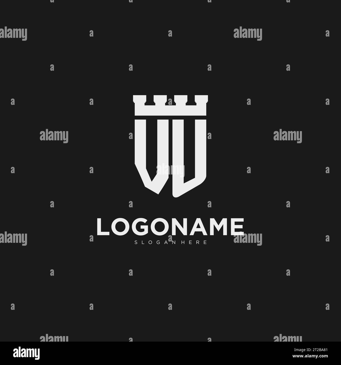 Initials VU logo monogram with shield and fortress design vector graphic Stock Vector Image ...