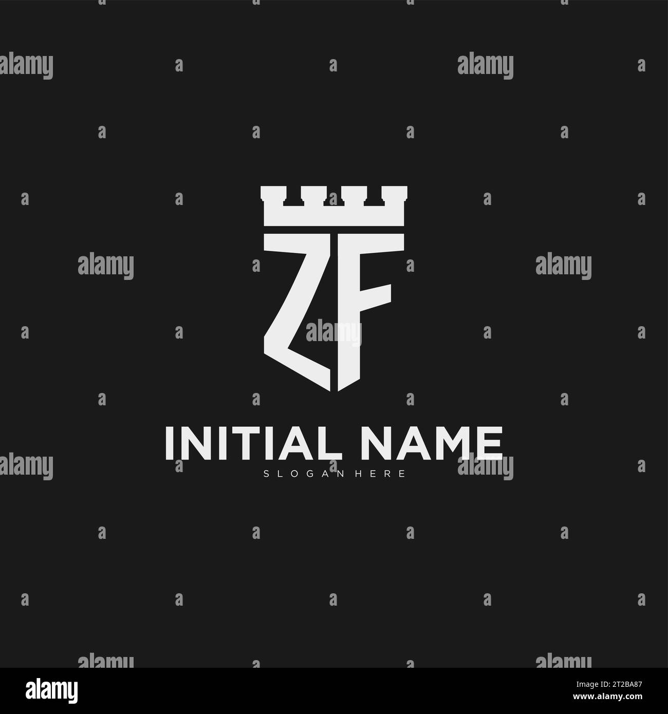Initials ZF logo monogram with shield and fortress design vector graphic Stock Vector Image ...