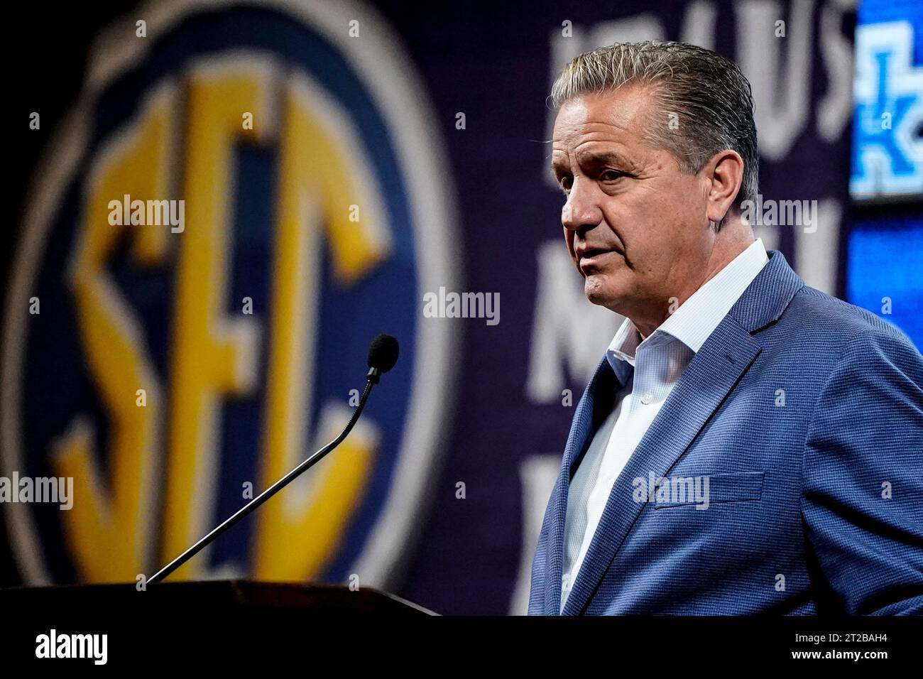 Kentucky NCAA college basketball head coach John Calipari speaks during ...