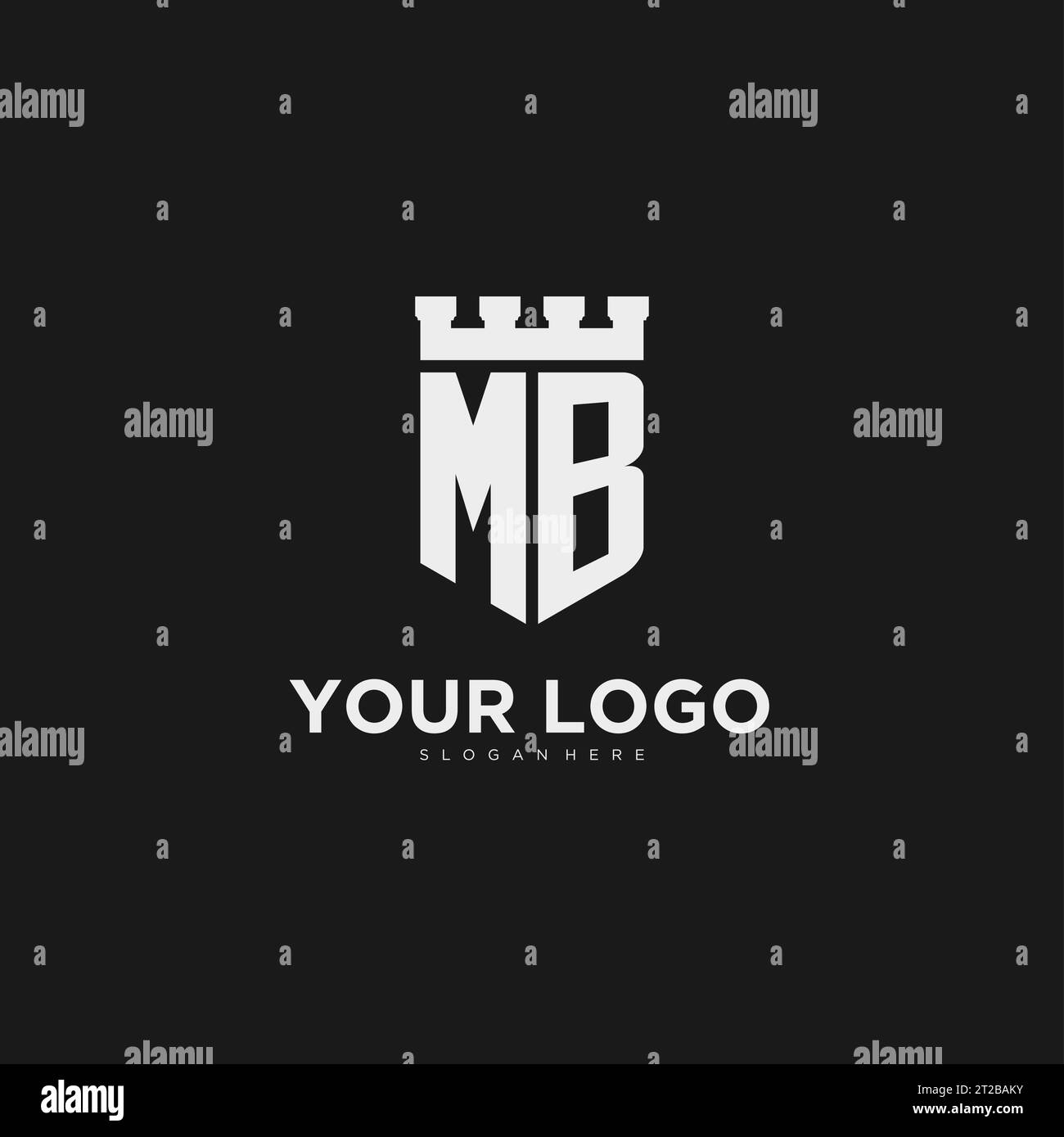 Initials MB logo monogram with shield and fortress design vector ...