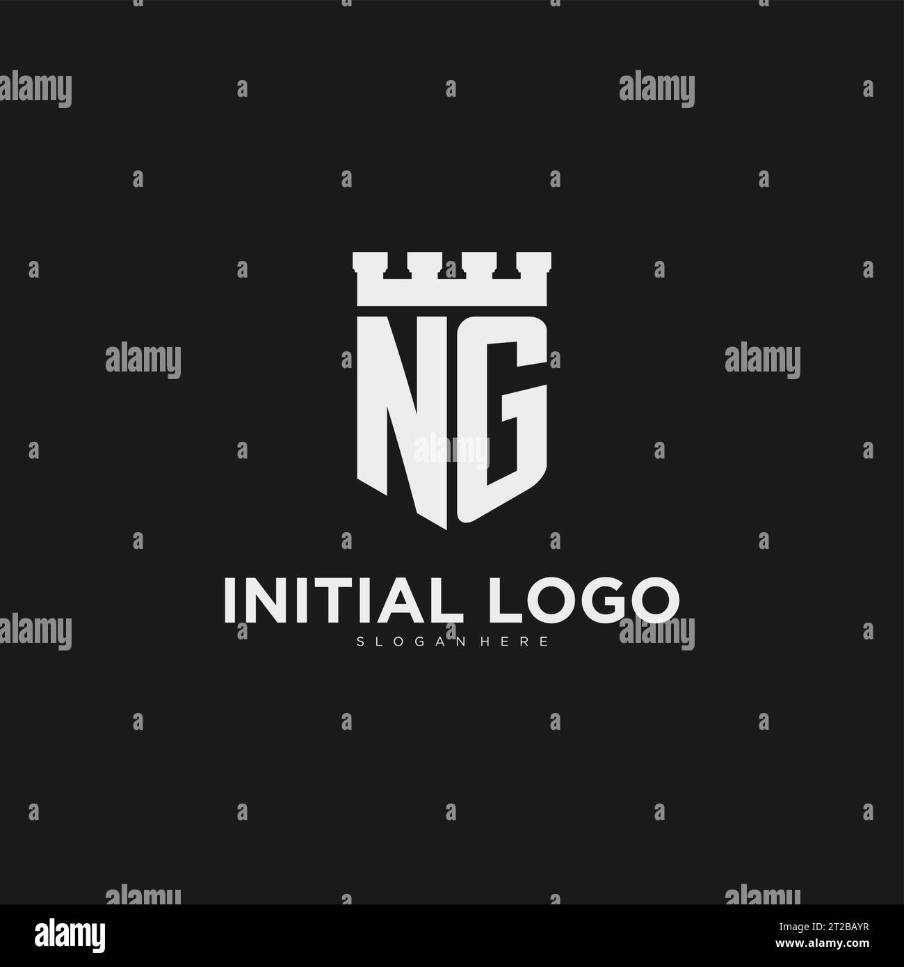 Initials NG logo monogram with shield and fortress design vector graphic Stock Vector Image ...