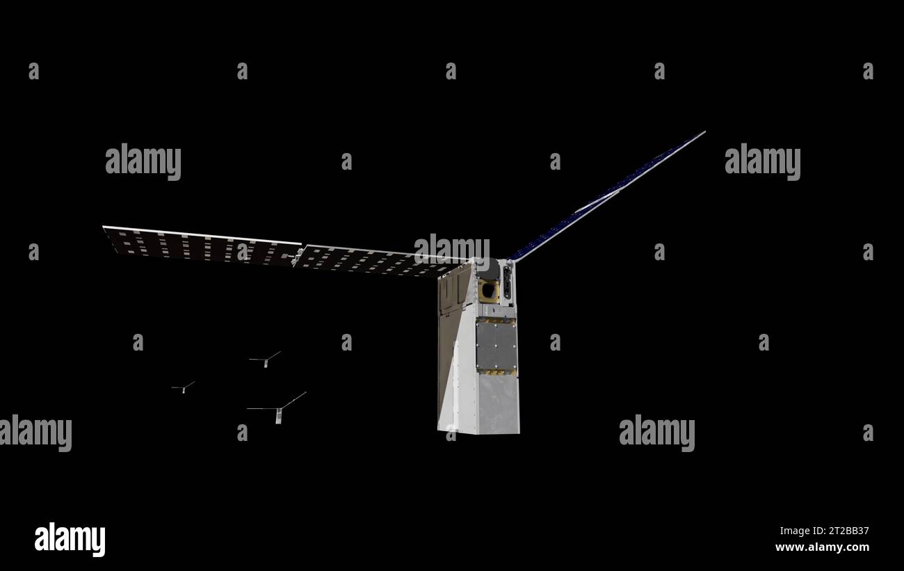 Starling’s four CubeSats in space (illustration). NASA’s Starling six ...