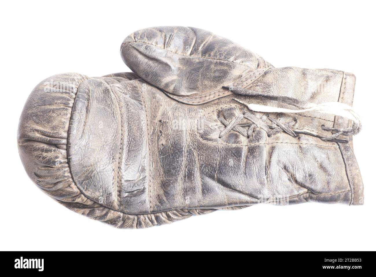 Old black boxing glove isolated on a white background Stock Photo - Alamy