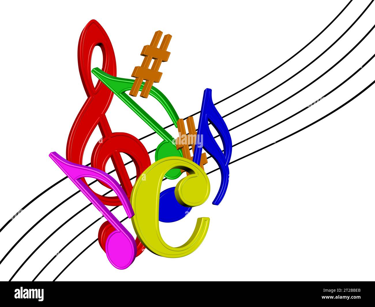 Sheet music and treble clef in an 3d-illustration Stock Photo - Alamy