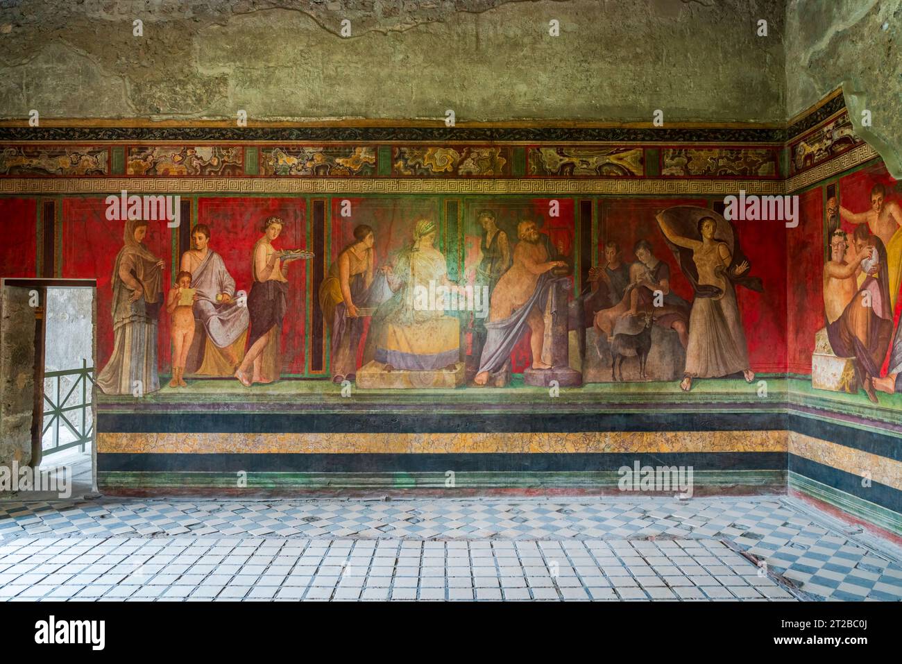 POMPEI ITALY - SEPTEMBER 20 2023: Wall fresco in Villa of Mysteries in ...