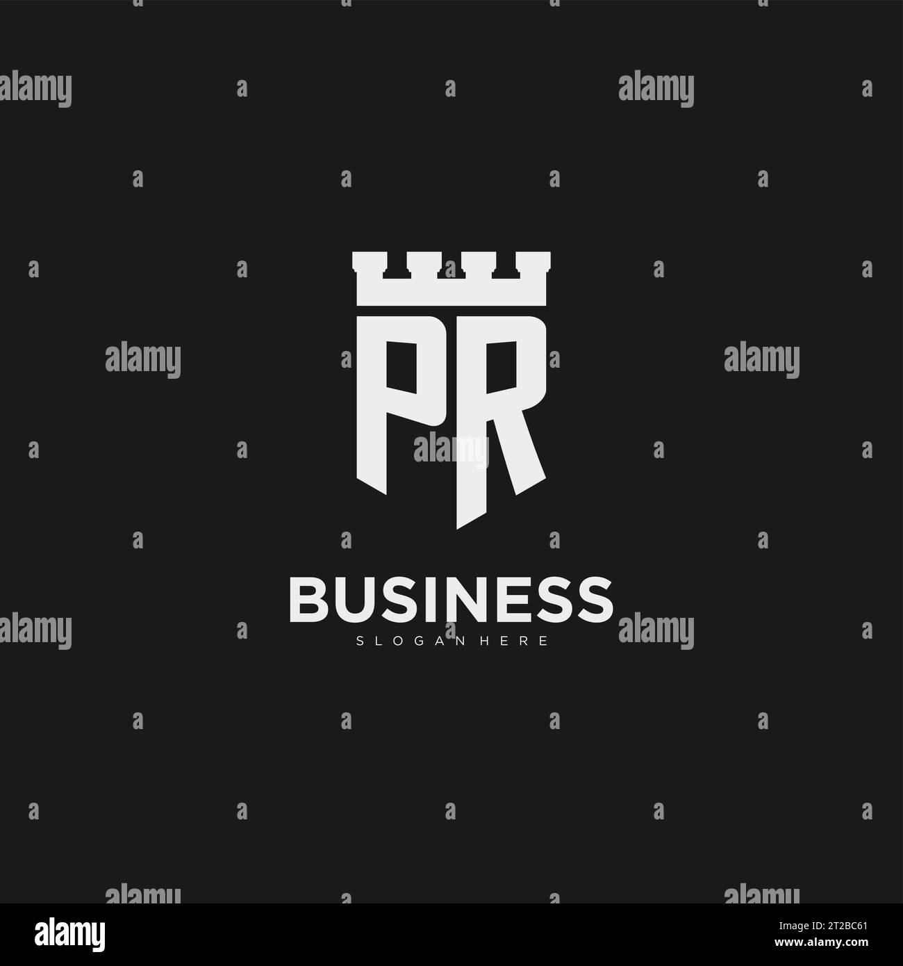 Initials PR logo monogram with shield and fortress design vector graphic Stock Vector Image ...