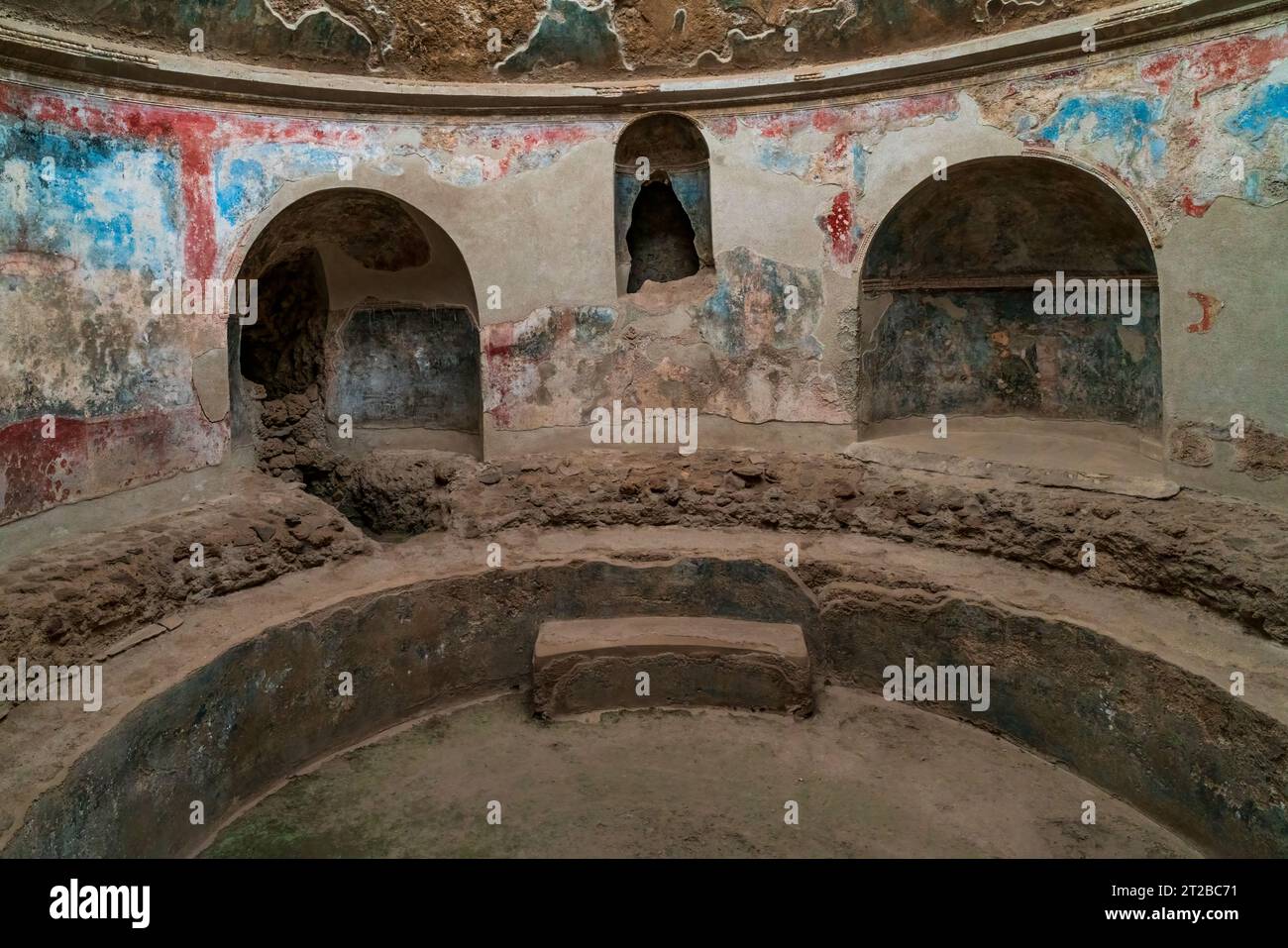 POMPEI ITALY - SEPTEMBER 20 2023: Wall frescos inside a building in ...