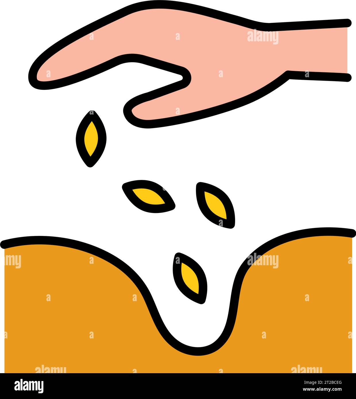 Hand sowing seeds in ground icon. Planting seeds in ground. Pictogram ...