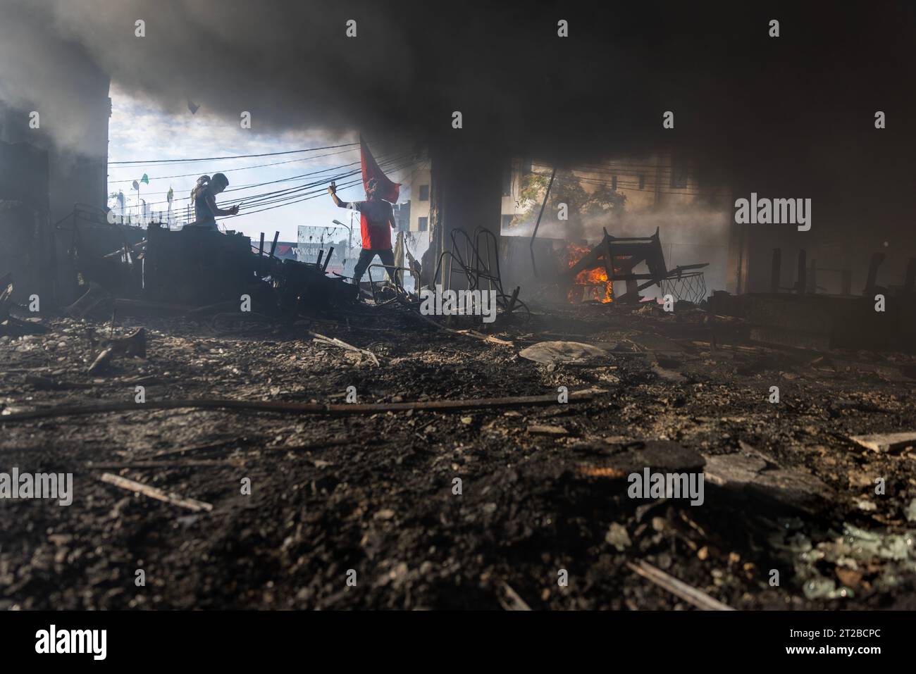 Awkar, Lebanon. 18th Oct, 2023. Demonstrators posing for selfies inside ...