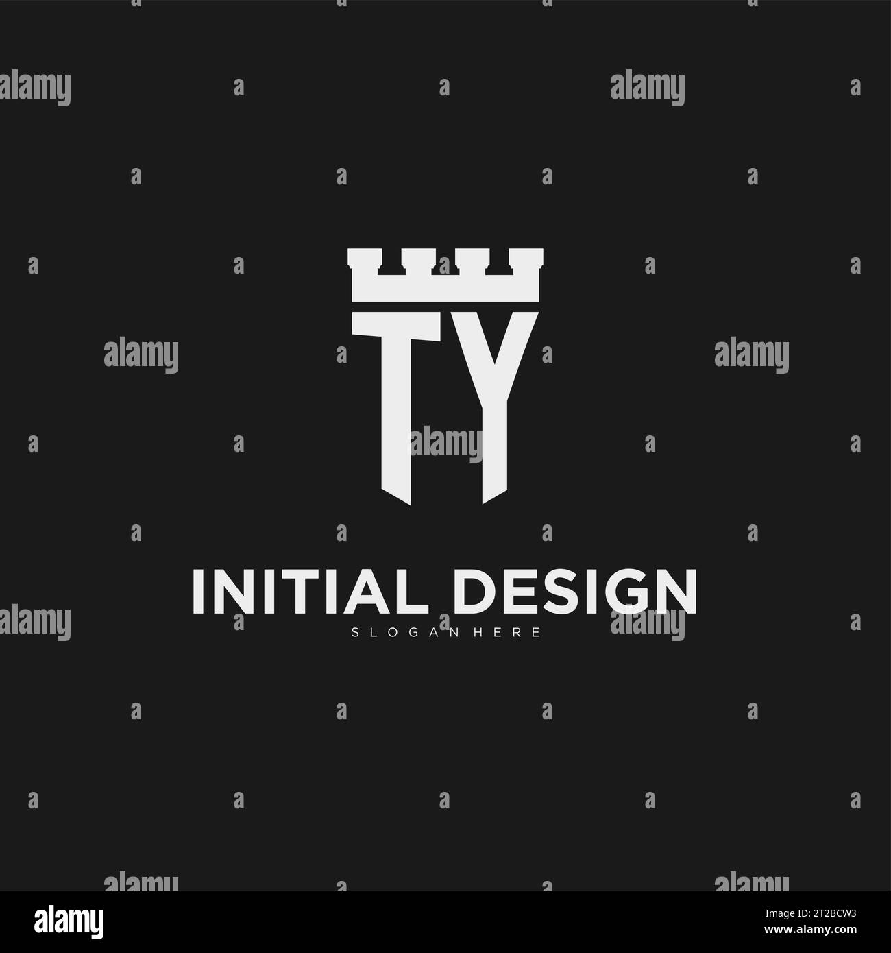 Initials TY logo monogram with shield and fortress design vector graphic Stock Vector Image ...