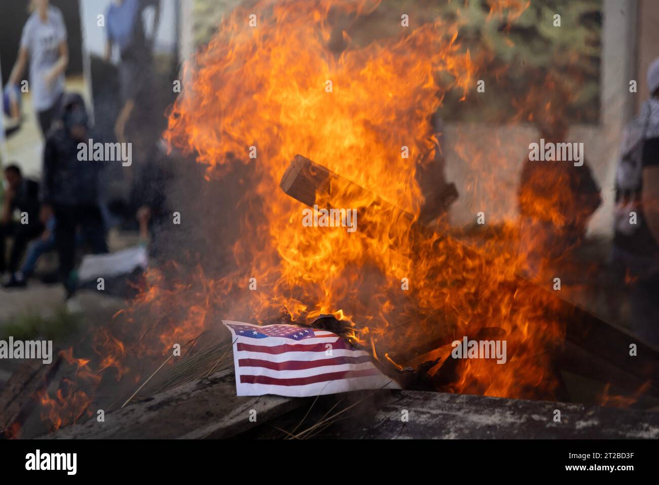 Awkar, Lebanon. 18th Oct, 2023. A printed image that combines the U.S ...