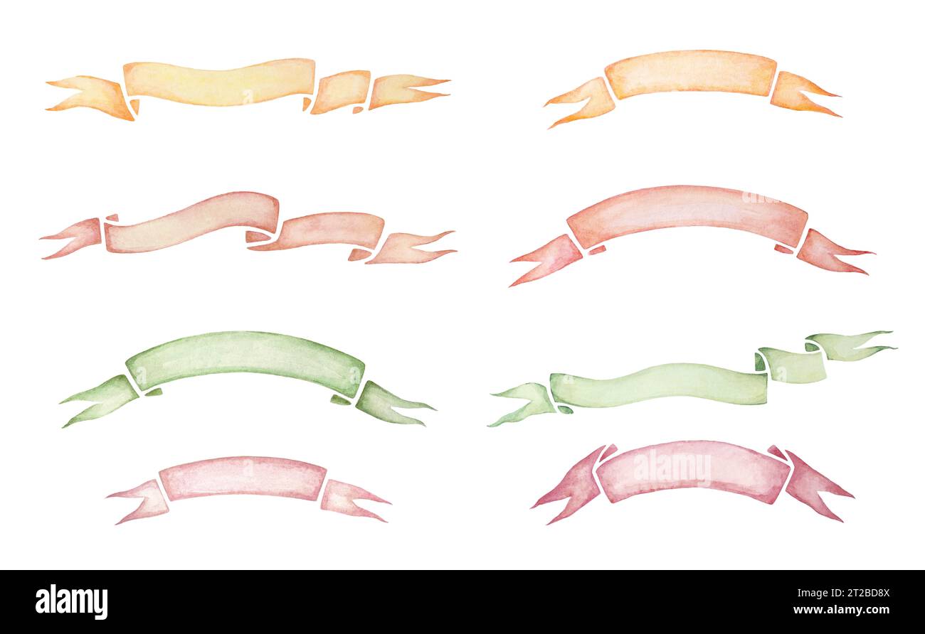 Set of watercolor ribbons hi-res stock photography and images - Alamy
