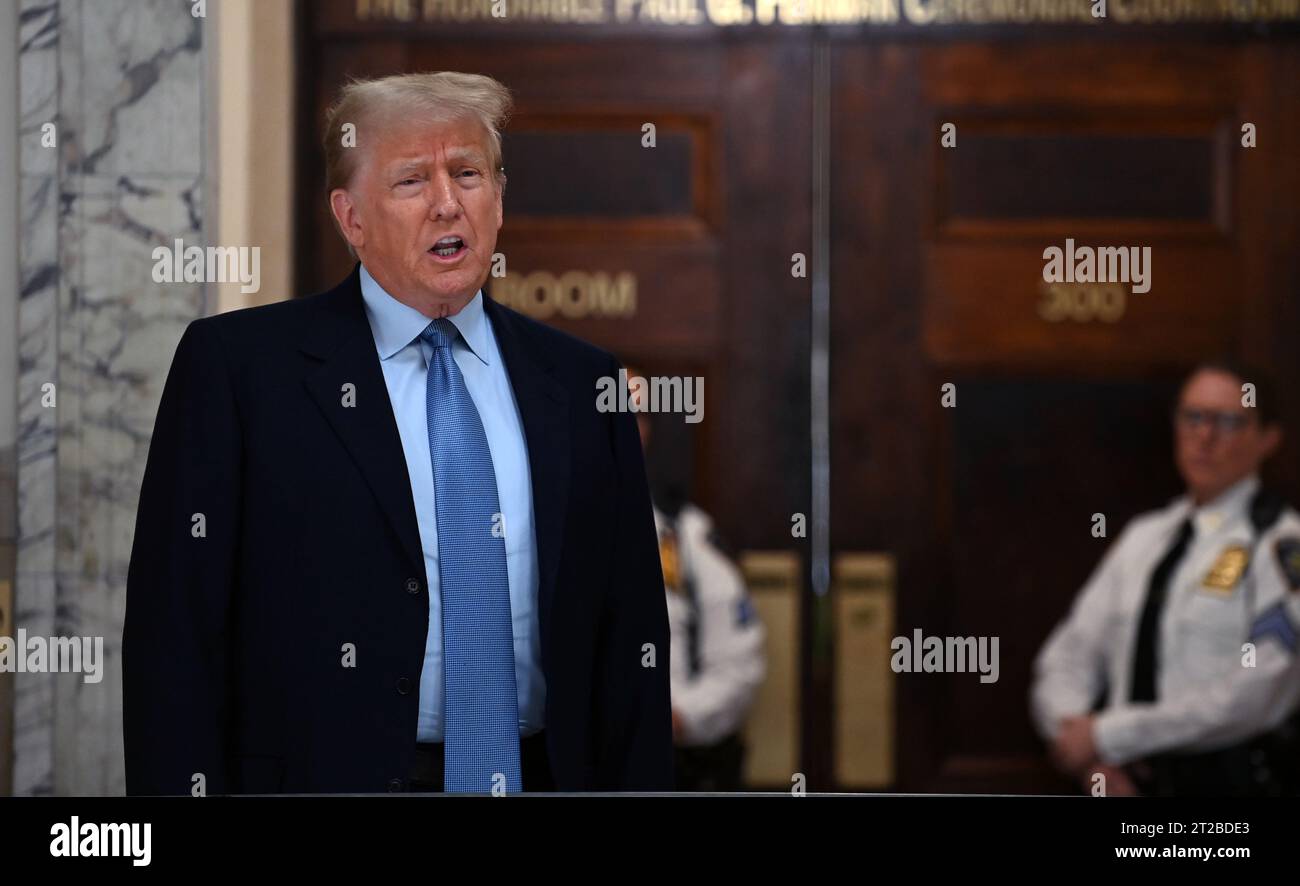 New York, New York, USA. 18th Oct, 2023. Former President Donald Trump ...