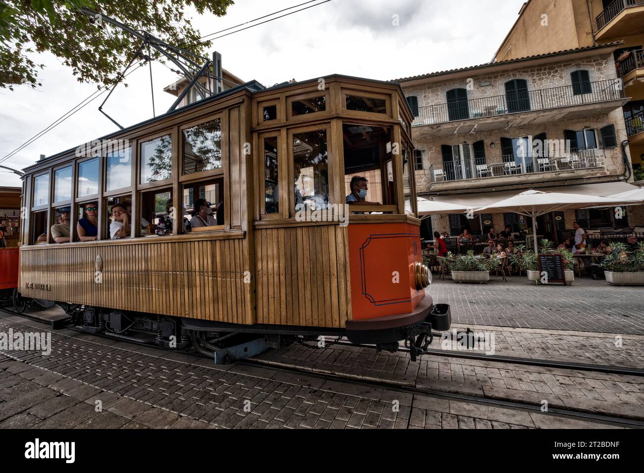 Wooden train, tram, Soller, Mallorca, Spain Stock Photo - Alamy