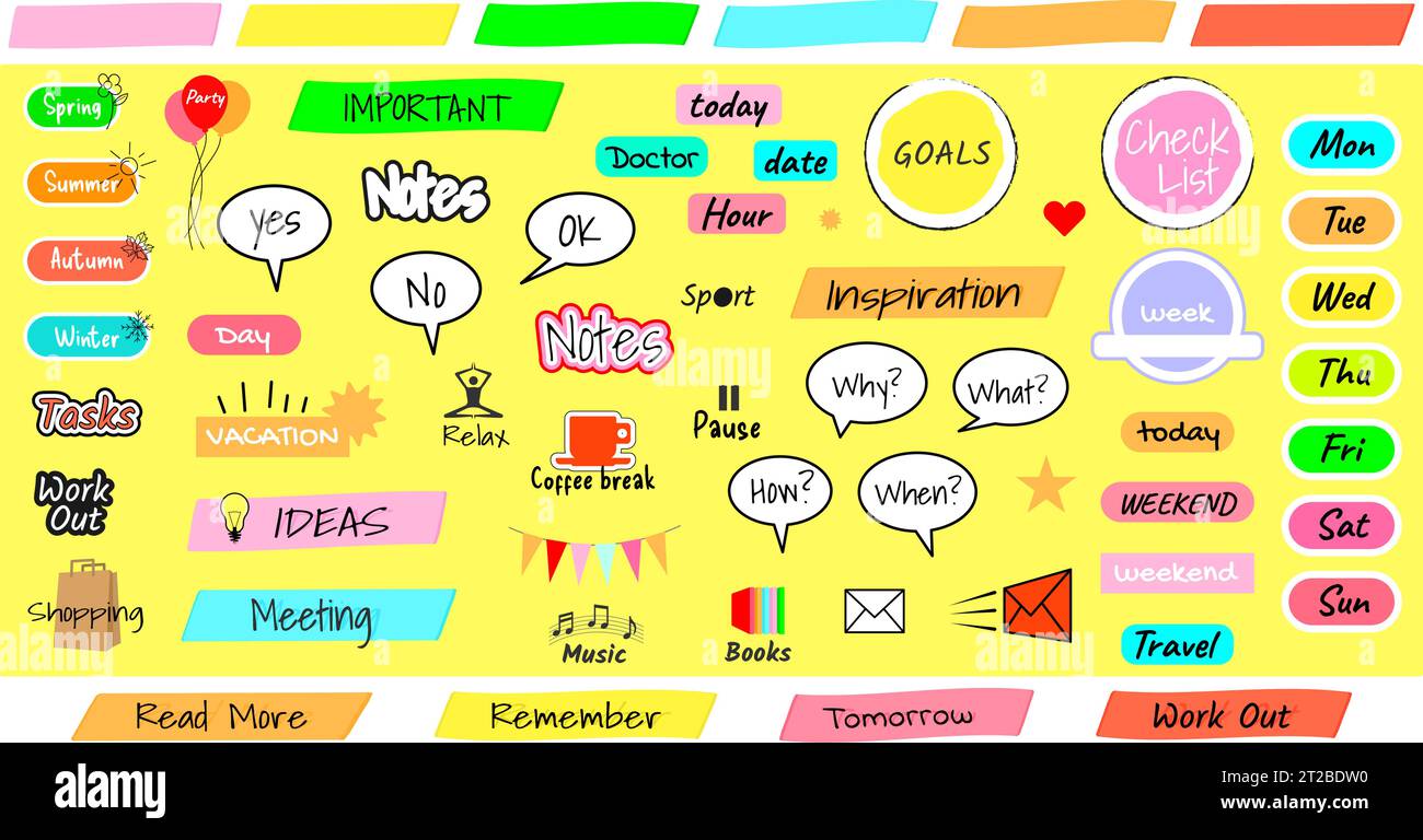 Set of sticker sign symbol for weekly or daily planner and diaries ...