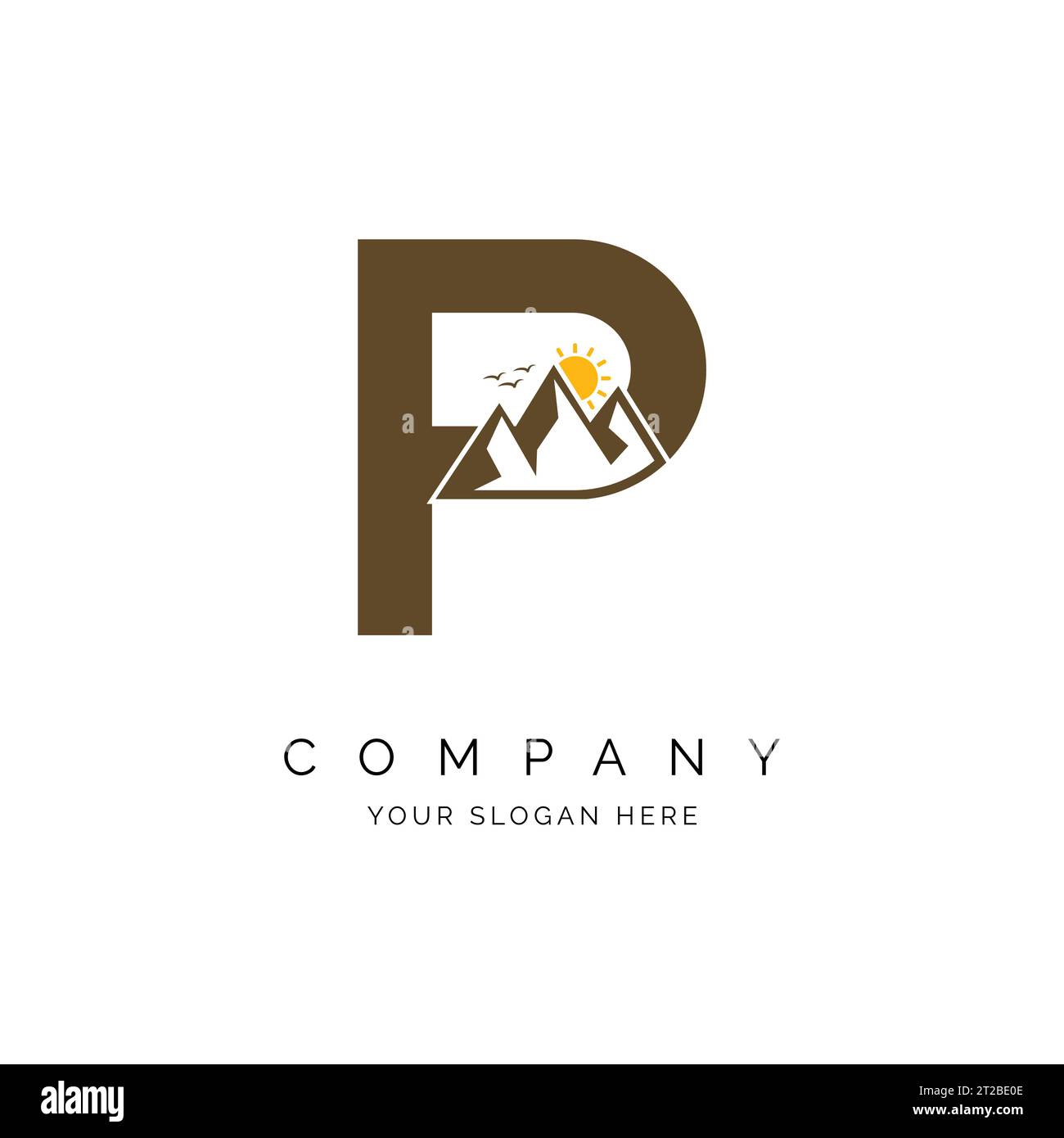 letter P with mountain logo inspiration, alphabet P with mountains ...