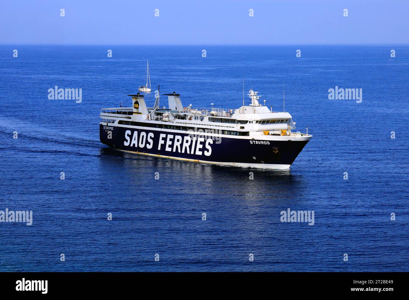 The Stavros ferry boat at sea off Tilos island. May / June 2023 Stock ...