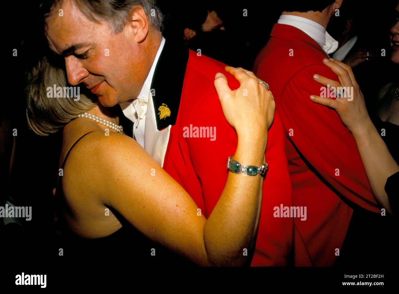 Hunt Ball, couple ballroom dancing at the Warwickshire Hunt Ball 1980s ...