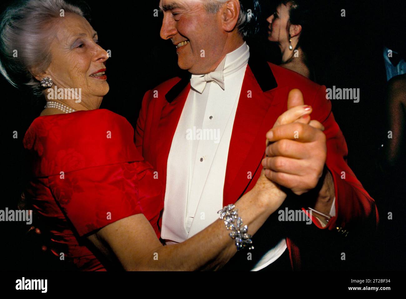 Couple dancing at the Warwickshire Hunt Ball, a Master of the Foxhounds ...
