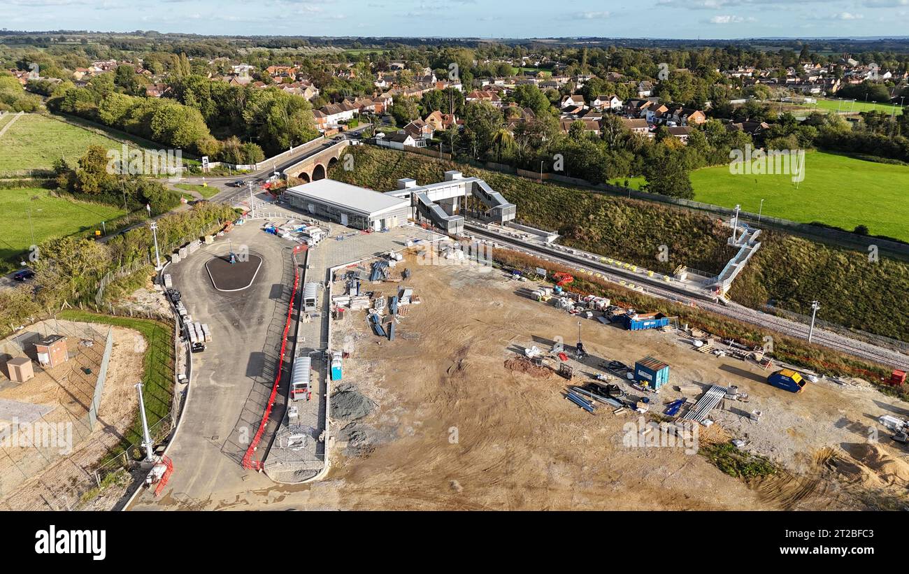 An aerial view of the construction of East West Rail Winslow ...