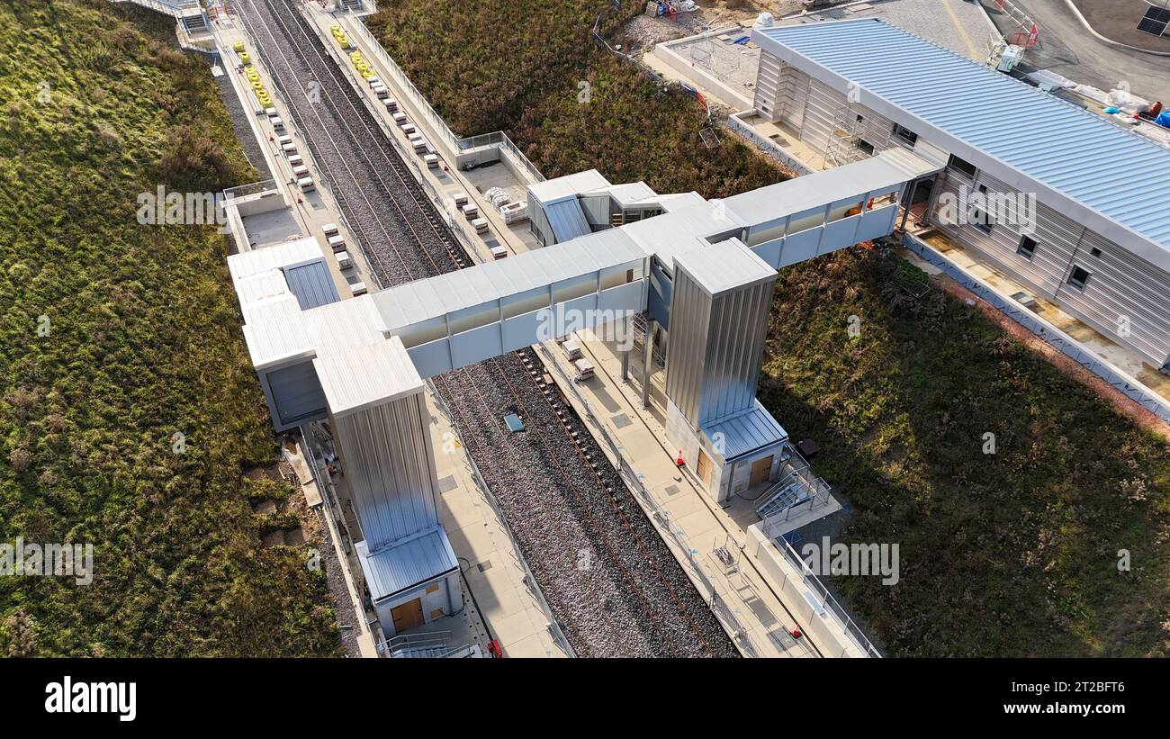 An aerial view of the construction of East West Rail Winslow Buckinghamshire Station Stock Photo ...
