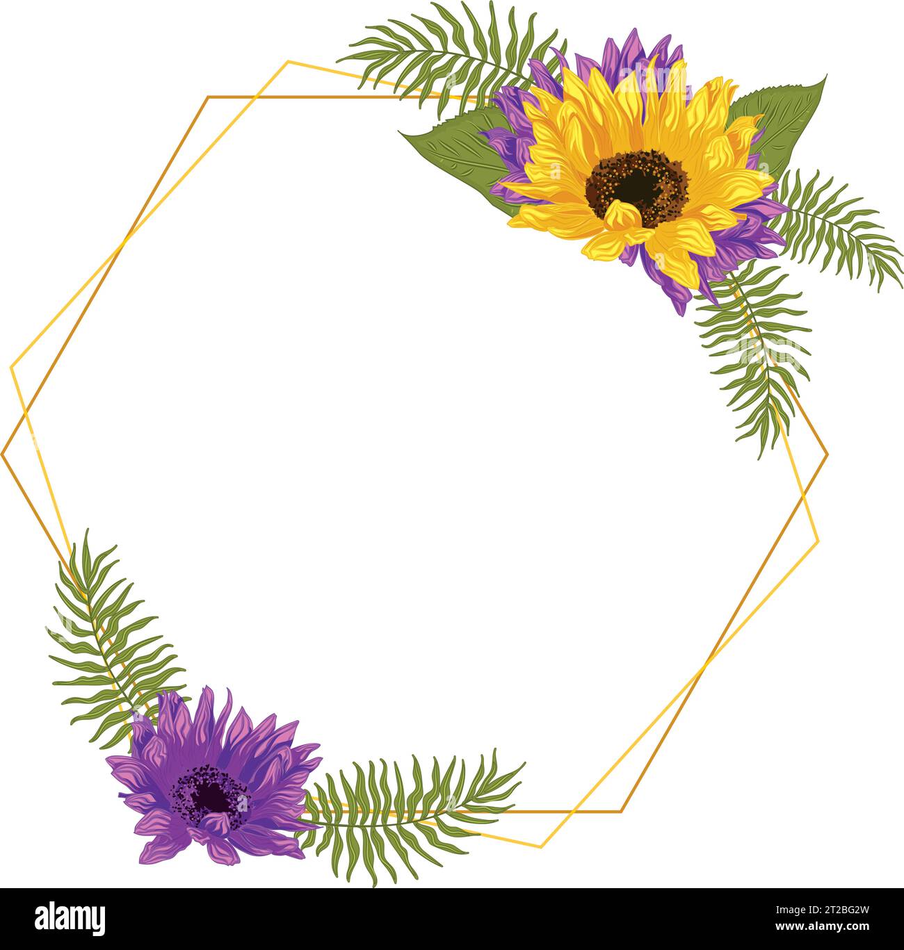 Colored sunflower frame Flower border Vector Stock Vector Image & Art ...