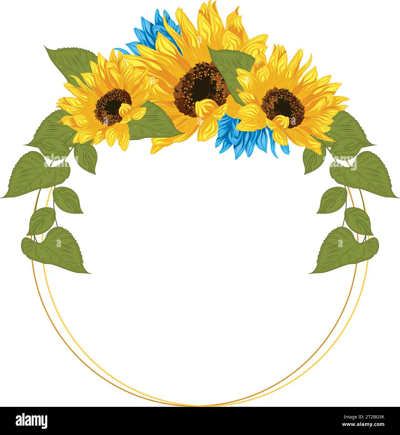 Colored sunflower frame Flower border Vector Stock Vector Image & Art ...