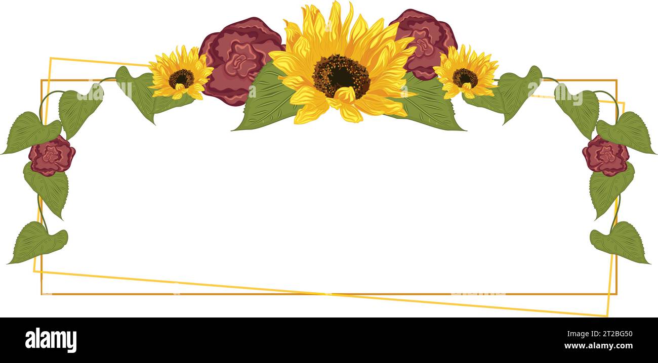 Colored sunflower frame Flower border Vector Stock Vector Image & Art ...