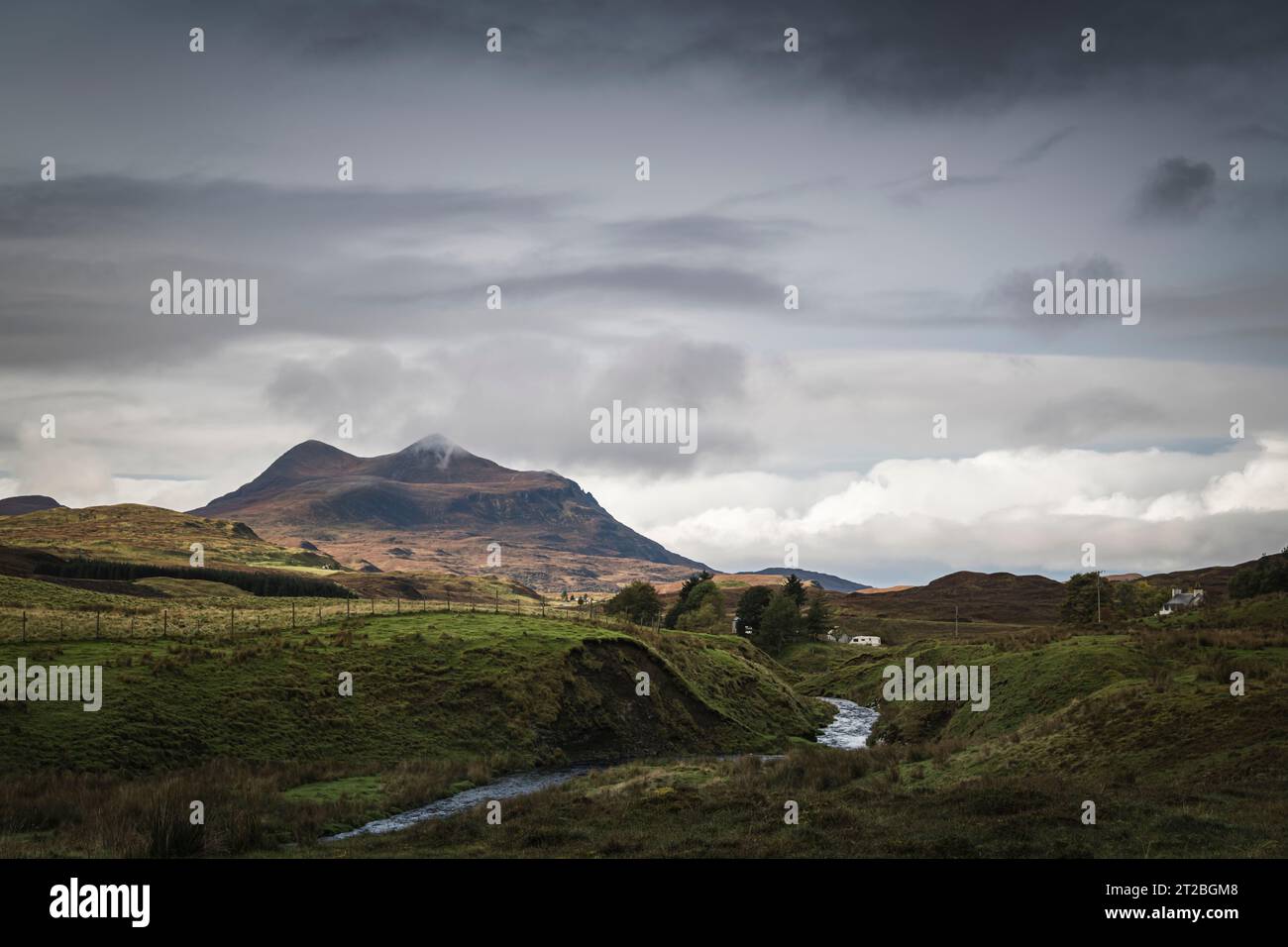 A calm autumnal HDR image of the landscape around Ledmore, a small ...