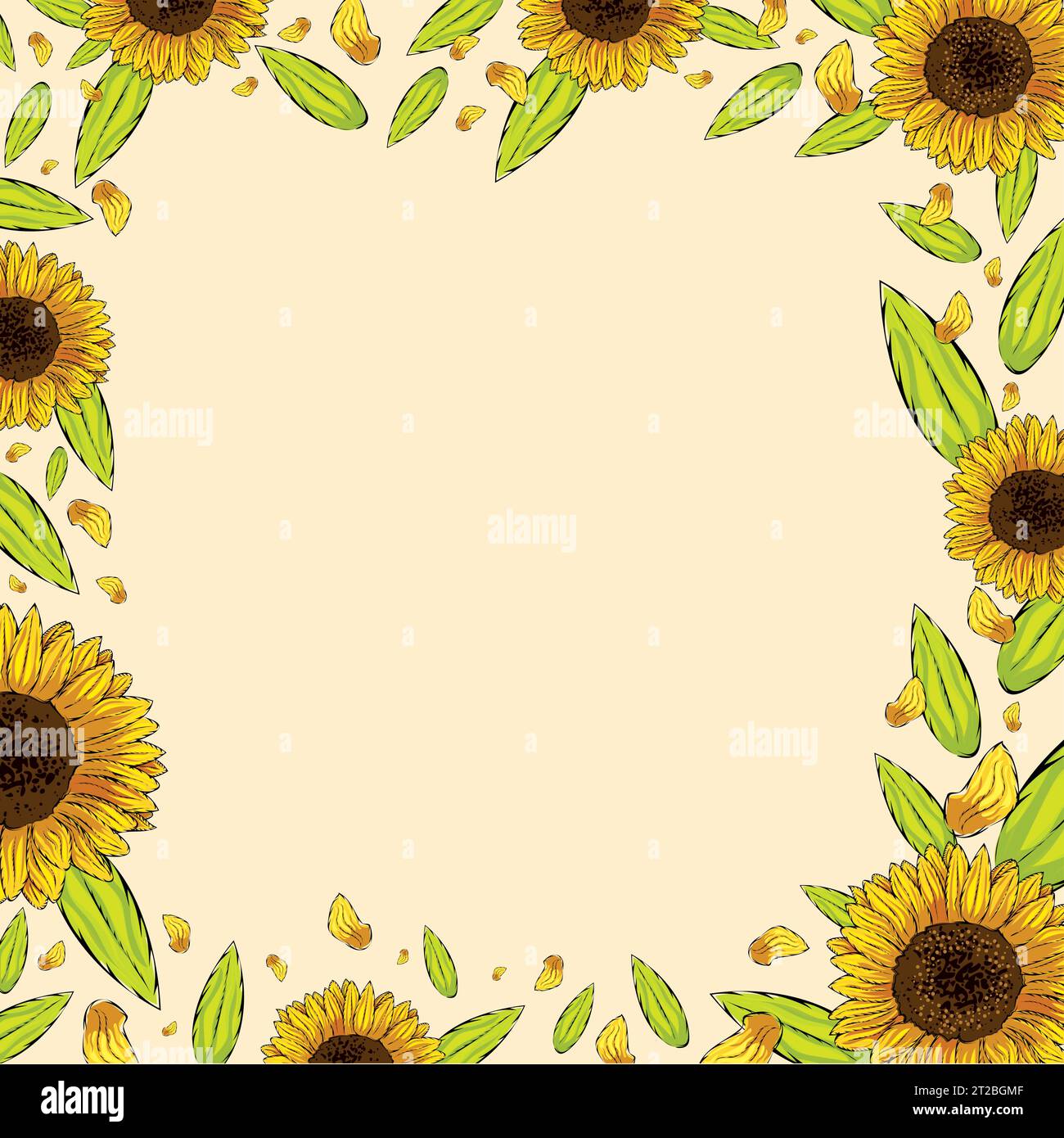Colored sunflower frame Flower border Vector Stock Vector Image & Art ...