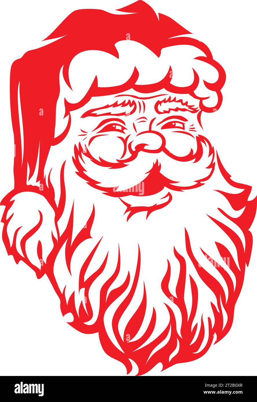 Funny happy Santa Claus face icon. Christmas template for decorating ...